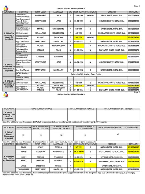 4 badac data capture forms download free pdf health sciences