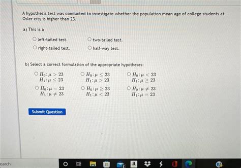 Solved A Hypothesis Test Was Conducted To Investigate
