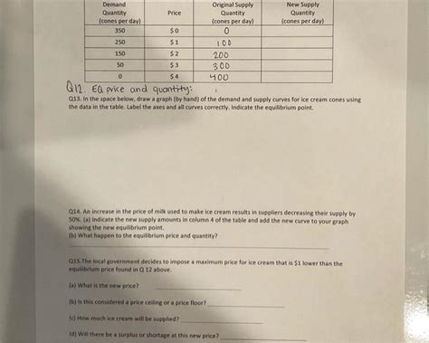 Solved Q12 Eq Price And Quantity Q13 In The Space Bel