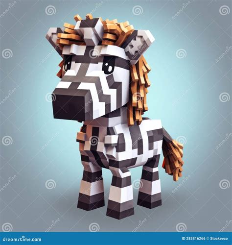 Cute Zebra Minecraft Pixel Art Hyper Realistic 2d Character Stock