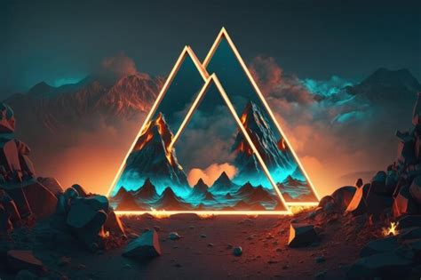 Premium Ai Image Pyramid Abstract Colorful Neon Background Illuminated With Glowing Colored