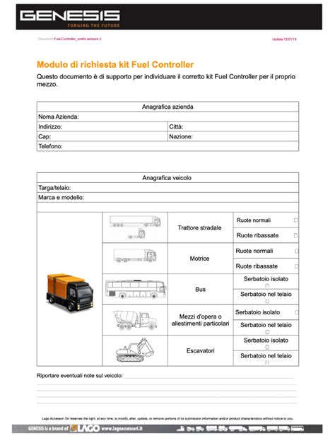 Fuel Sensor Request Form Fuel Controller