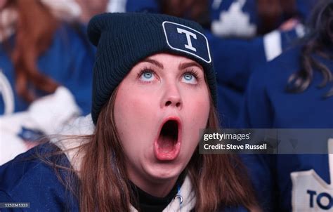 Toronto On April 29 Toronto Maple Leafs Fans Watch Cheer React