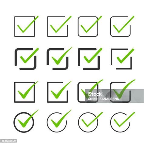 체크 표시 아이콘이 설정되었습니다 눈금 또는 확인 표시 기호 컬렉션입니다 성공 투표 Ok 승인된 기호 스톡 일러스트 개념에 대한 스톡 벡터 아트 및 기타 이미지 Istock