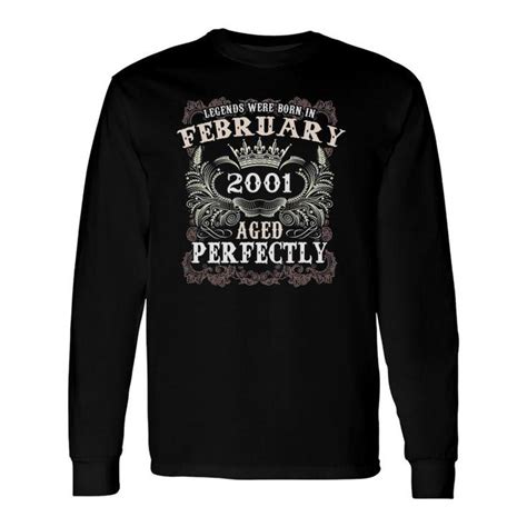 Legends Born February 2001 21st Birthday Tee For 21 Years Old Long