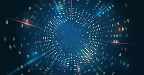 벡터 기술 배경 빅 데이터 시각화 원 배열 및 이진 코드가 있는 추상 스트림 정보입니다 정보 분석 개념 기계 알고리즘 필터링