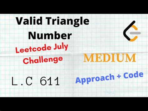 Valid Triangle Number Leetcode C Python Approach Code YouTube