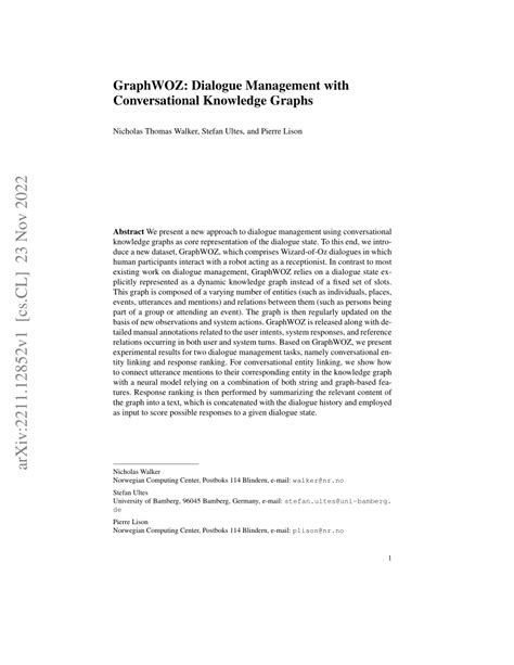 Pdf Graphwoz Dialogue Management With Conversational Knowledge Graphs
