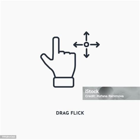 플릭 윤곽선 아이콘을 끕입니다 간단한 선형 요소 그림입니다 흰색 배경에 고립 된 라인 드래그 플릭 아이콘 얇은 스트로크 기호는 웹 모바일 및 Ui에 사용할 수 있습니다 감각