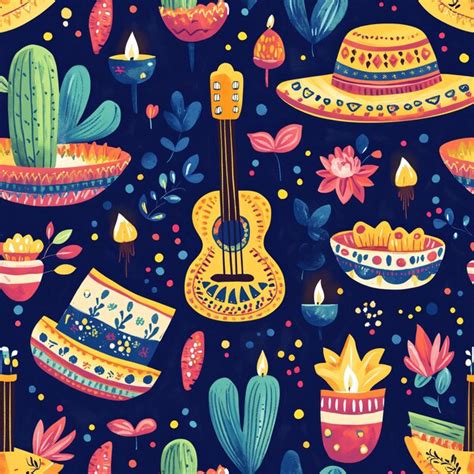 Lively Fiesta Pattern Premium Ai Generated Image