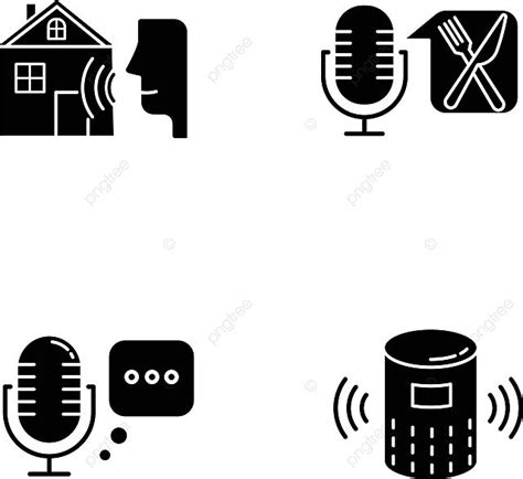 Glyph Icons For Remote Control And Smart Home Technology Vector Voice Gadget Pack Png And
