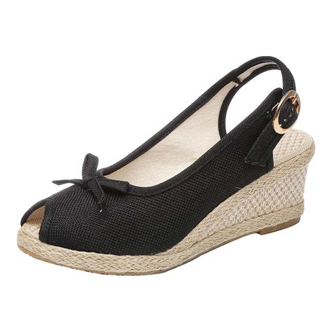 Juebong Womens Peep Toe Wedges Heels Slingback Espadrille Platform