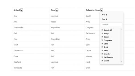 Excel Bootstrap Table Filter Jquery Plugin