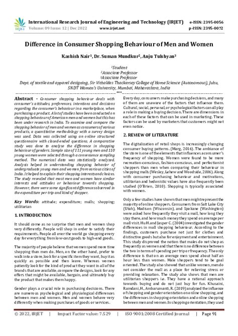 Pdf Difference In Consumer Shopping Behaviour Of Men And Women