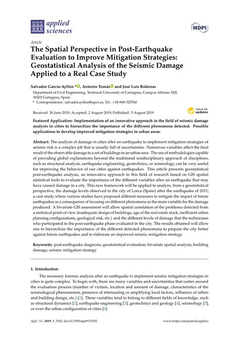 Pdf The Spatial Perspective In Post Earthquake Evaluation To Improve