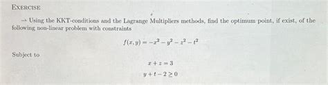 Solved → Using The Kkt Conditions And The Lagrange