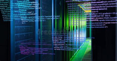 image of multicolored computer programming language over data server