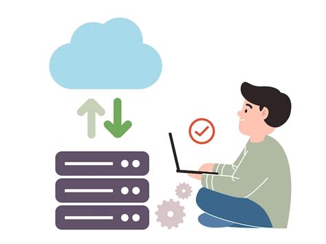 Premium Vector Backup Server To The Cloud Synchronization Man Upload