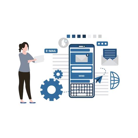Premium Vector The Girl Is Sending An Email