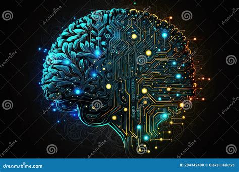 Abstract Artificial Intelligence Brain Technology Background. Ai Generated. Stock Illustration ...