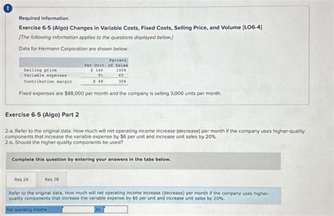Solved Required Information Exercise Algo Changes In Chegg