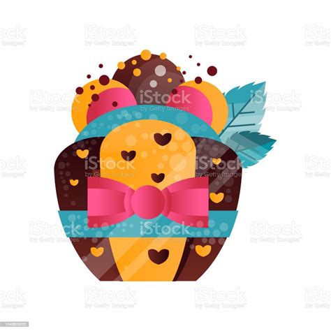 맛 있는 컵 케 익 달콤한 과자 사탕과 나비 장식 생일 파티 디저트 벡터 그림을 흰색 배경에 귀여운에 대한 스톡 벡터 아트 및