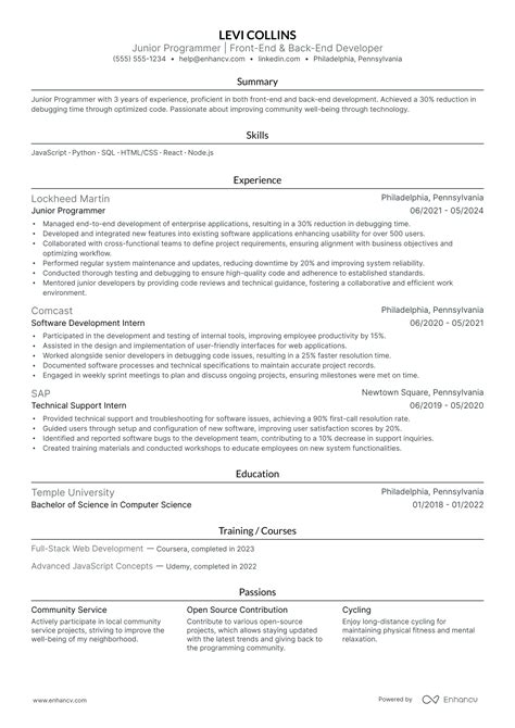 1 Successful Back End Programmer Resume Example And Writing Tips For 2024