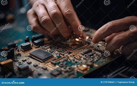 expert technician disassembling computer chip with soldering iron for