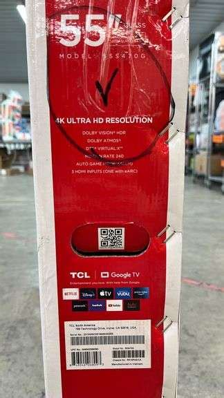 Tcl 55 4k Smart Tv In Box Earls Auction Company