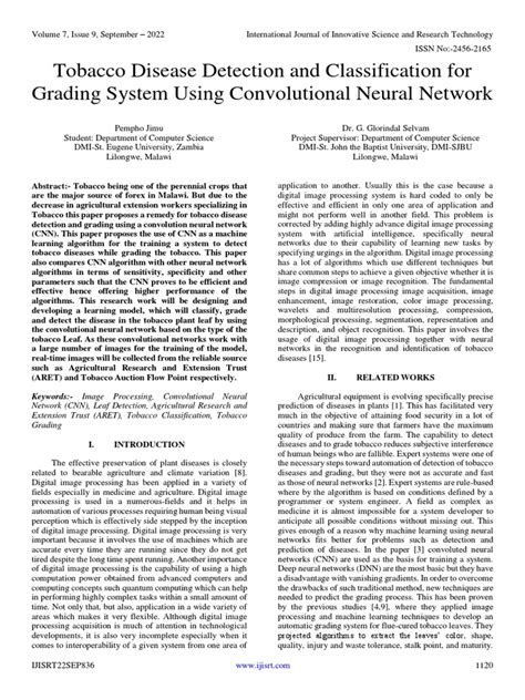 Tobacco Disease Detection And Classification For Grading System Using Convolutional Neural