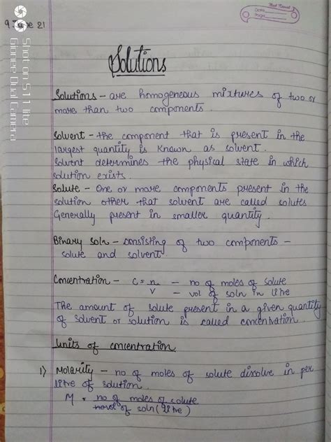 Class 12 Chemistry Ncert Handwritten Notes Chapter 2 Solutions