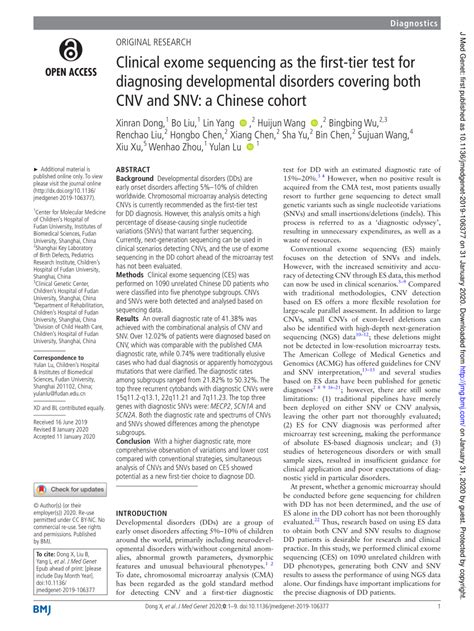 Pdf Clinical Exome Sequencing As The First Tier Test For Diagnosing