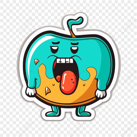사과 괴물의 스티커 일러스트 벡터상표 Png 일러스트 무료 다운로드 Lovepik