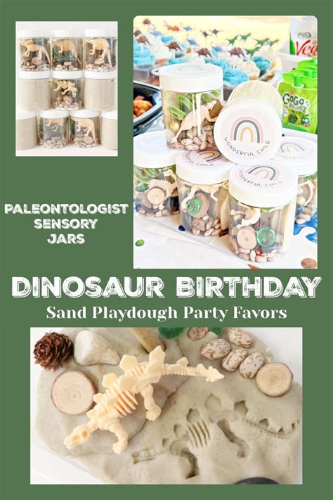 Dinosaur Sand Playdough Party Favors Plaudough Jars Fossils Playdough