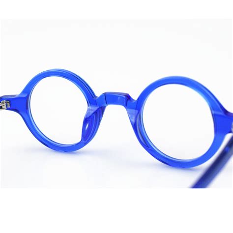 Hand Made 37mm Small Vintage Round Eyeglass Frames Full Rim Acetate