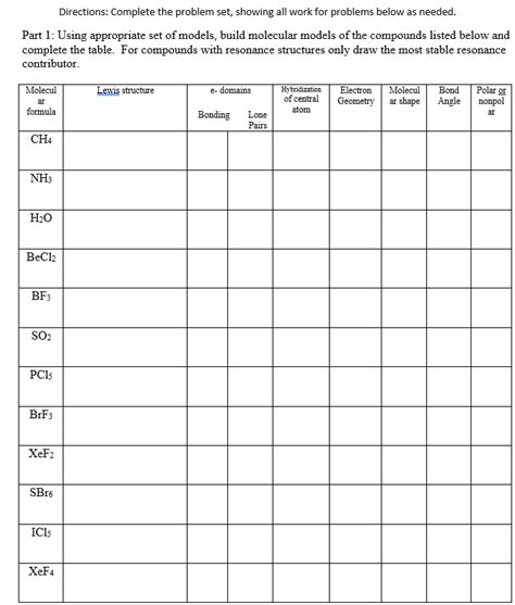 Solved Directions Complete The Problem Set Showing All Chegg Com