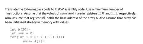 solved translate the following java code to risc v assembly