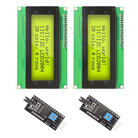 2pcs Iic I2c Twi Serial Lcd 2004 20x4 Green Backlight Module With I2c Interface Adapter