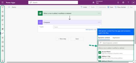 unable to see dynamic content and expression pop up in power automate