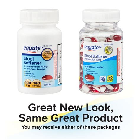 Equate Stool Softener Docusate Sodium Softgels 100 Mg 140 Count