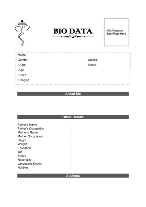 Marriage Bio Data My English