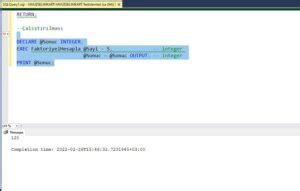 Procedure For Recursive Calculation Of Factorial Calculation In SQL Server MSSQL Query