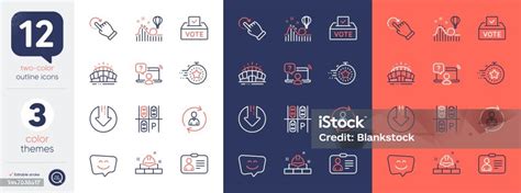 Set Of Id Card Parking Place And Timer Line Icons For Design Vector Stock Illustration