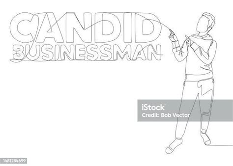 솔직한 사업가 단어를 손가락으로 가리키는 남자의 연속 한 줄 얇은 선 그림 벡터 개념입니다 윤곽 그리기 창의적인 아이디어 가리키기에 대한 스톡 벡터 아트 및 기타 이미지