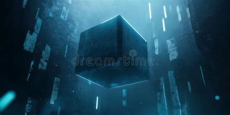 A Futuristic 3d Background Featuring A Levitating Digital Cube