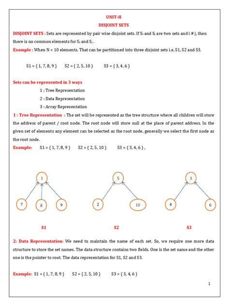 daa unit ii disjoint sets pdf computer programming theoretical