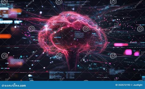 Artificial Intelligence Processing Data In A Digital Brain Network