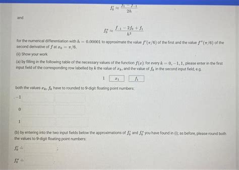 Solved Numerical Differentiation Consider The Function