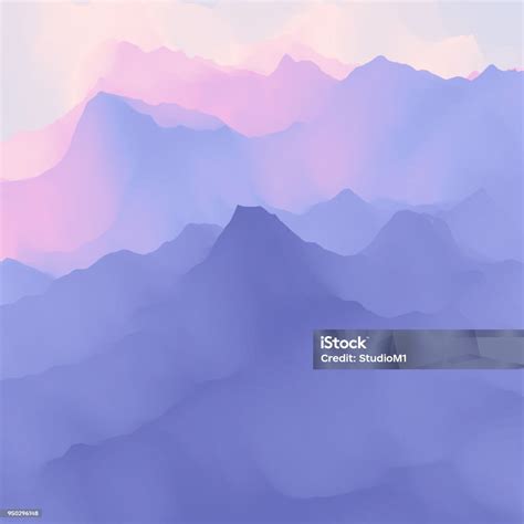 산 풍경입니다 산악 한 지형 벡터 일러스트입니다 추상적인 배경입니다 라벤더 색상 묘사에 대한 스톡 벡터 아트 및 기타 이미지