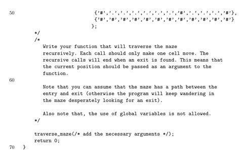 Solved Complete The C Program Traversemazec Provided In